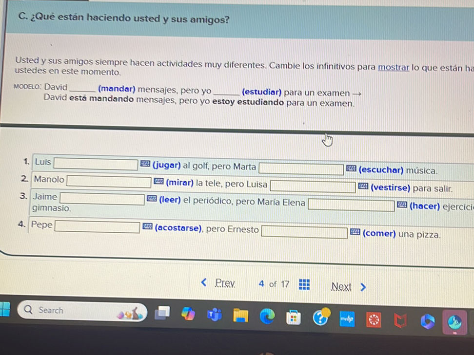 C. ¿Qué están haciendo usted y sus amigos? | StudyX