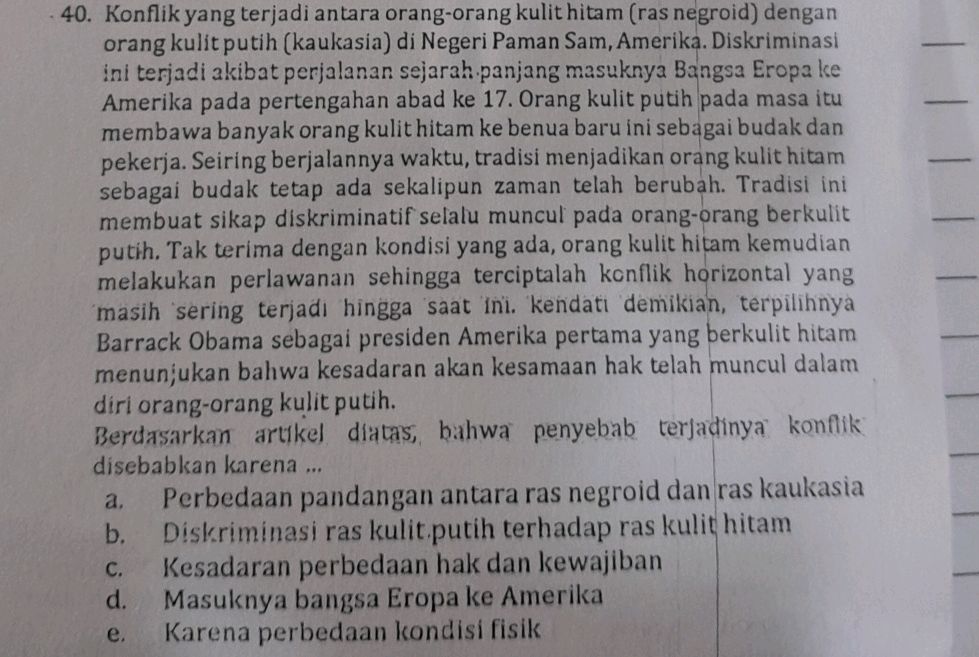 40. Konflik yang terjadi antara orang-orang | StudyX
