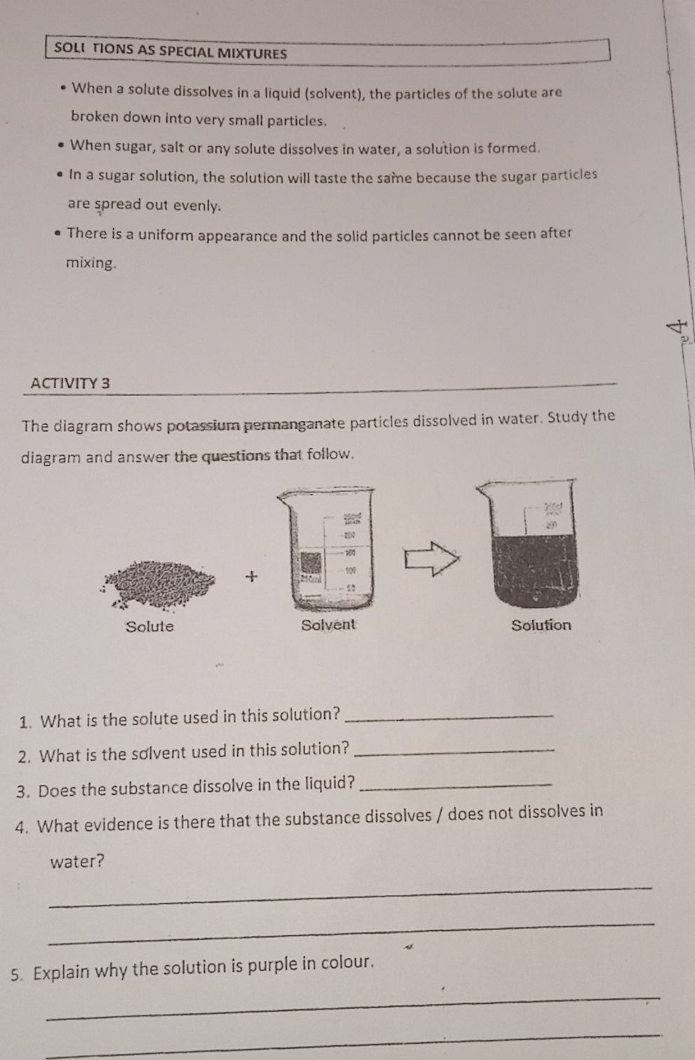 The diagram shows potassium permanganate