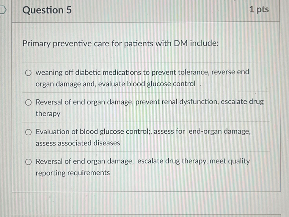 Primary preventive care for patients with DM | StudyX