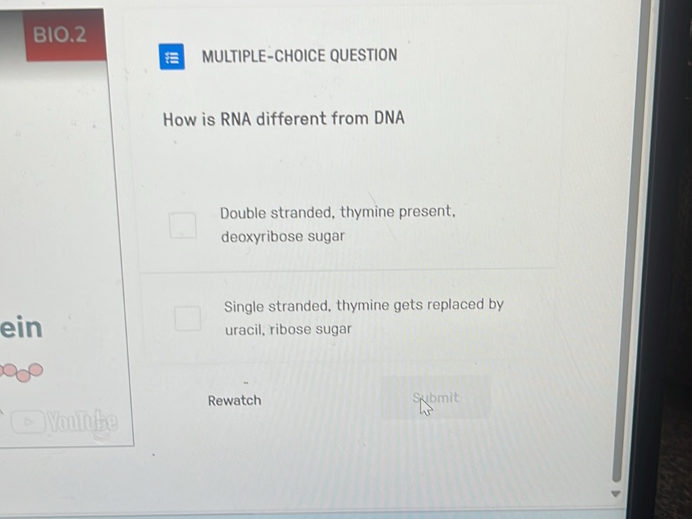 How is RNA different from DNA? Double | StudyX