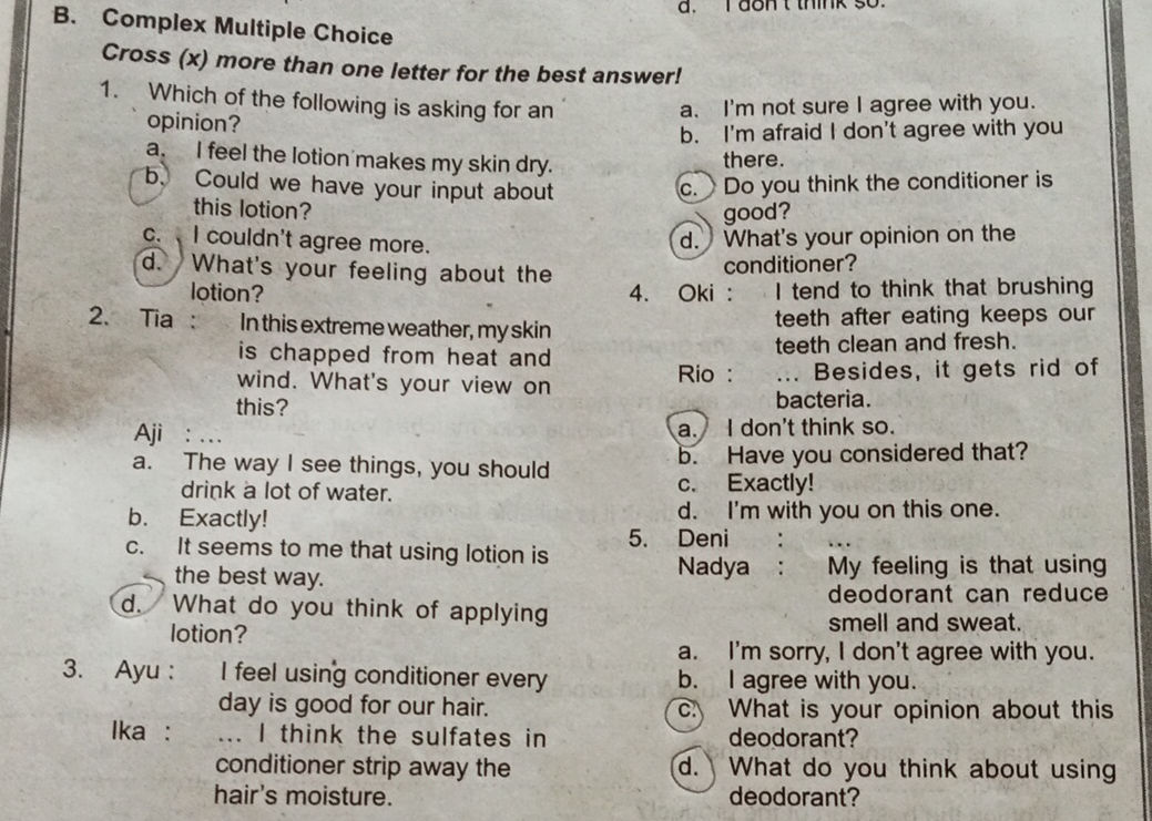 B. Complex Multiple Choice Cross (x) more | StudyX