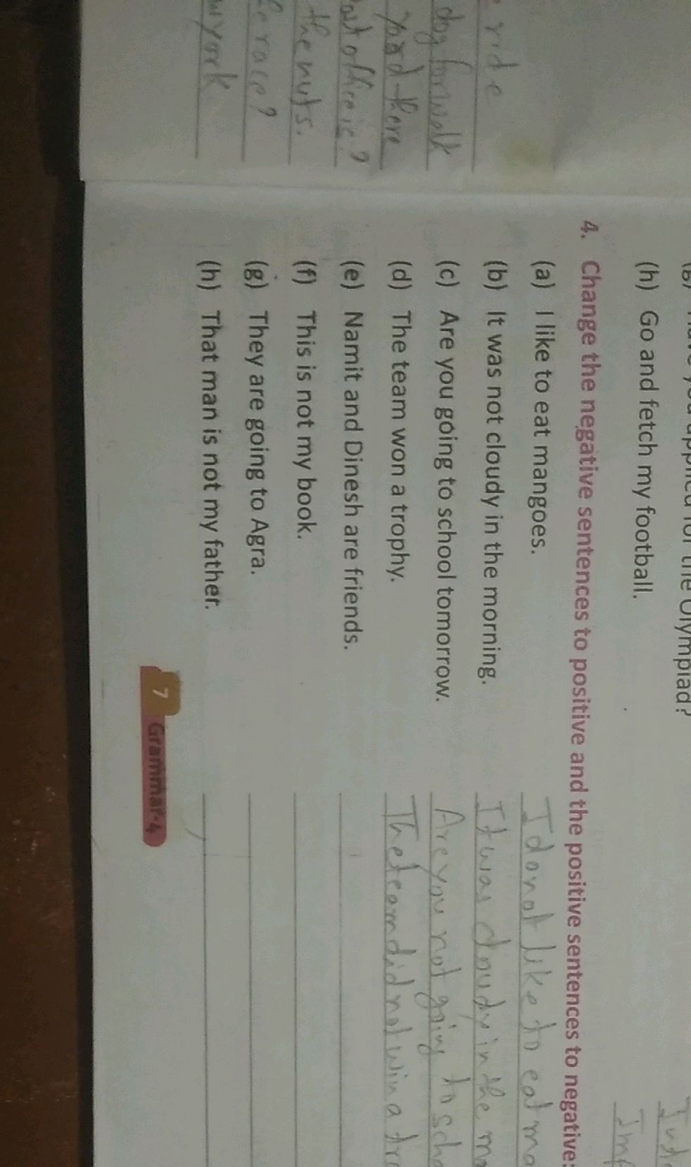 4. Change the negative sentences to positive | StudyX