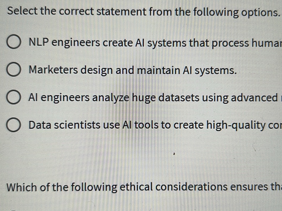 Select the correct statement from the