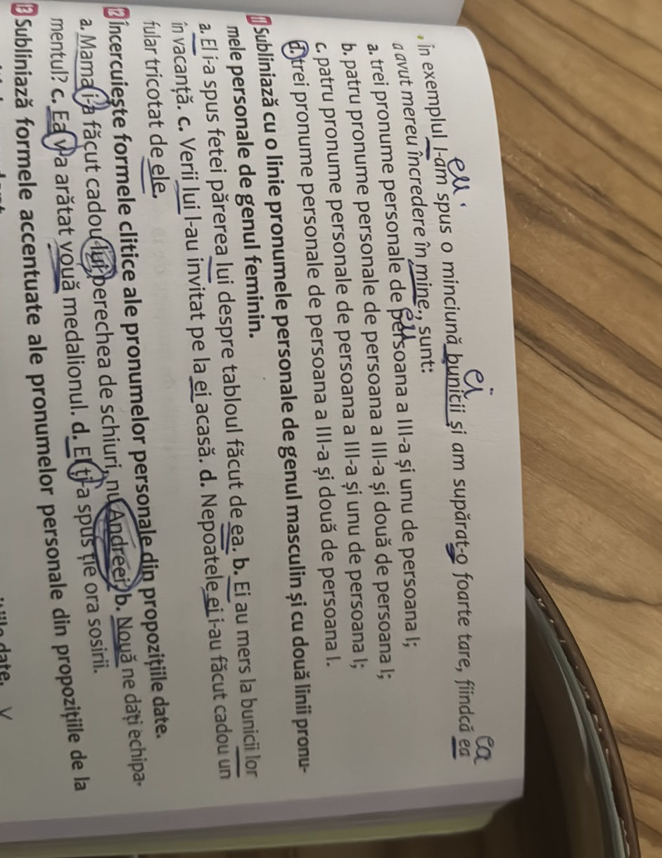 Subliniază cu o linie pronumele personale de | StudyX