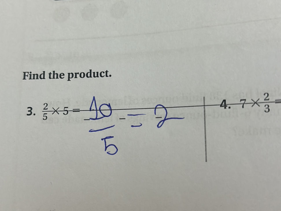 Multiplying Fractions: 2/5 times 5 | StudyX