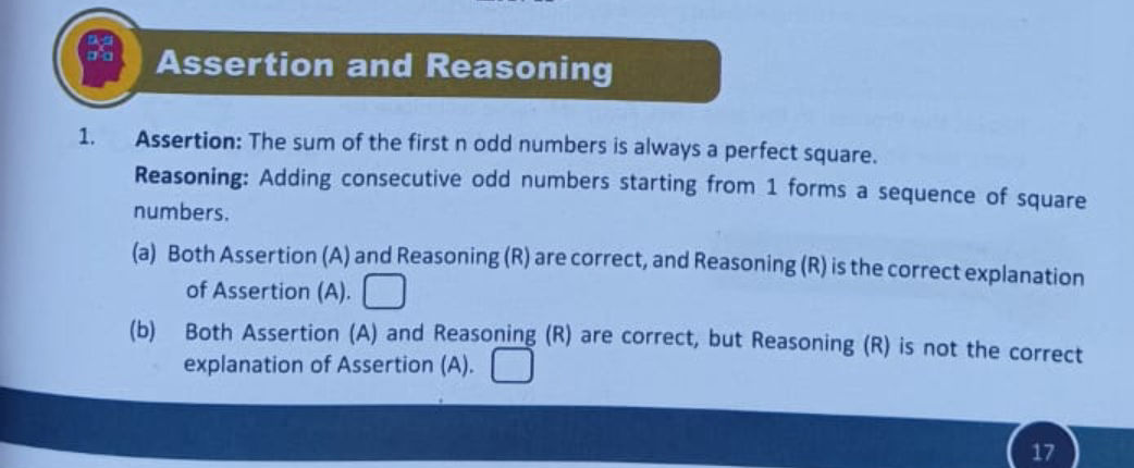 1. Assertion: The sum of the first n odd | StudyX