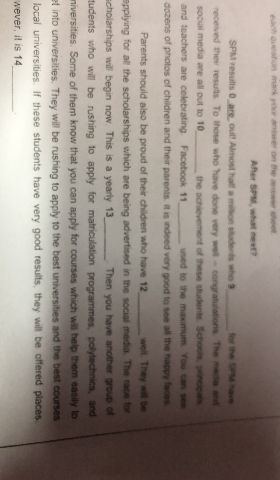 After SPM, what next? SPM results 0 are | StudyX