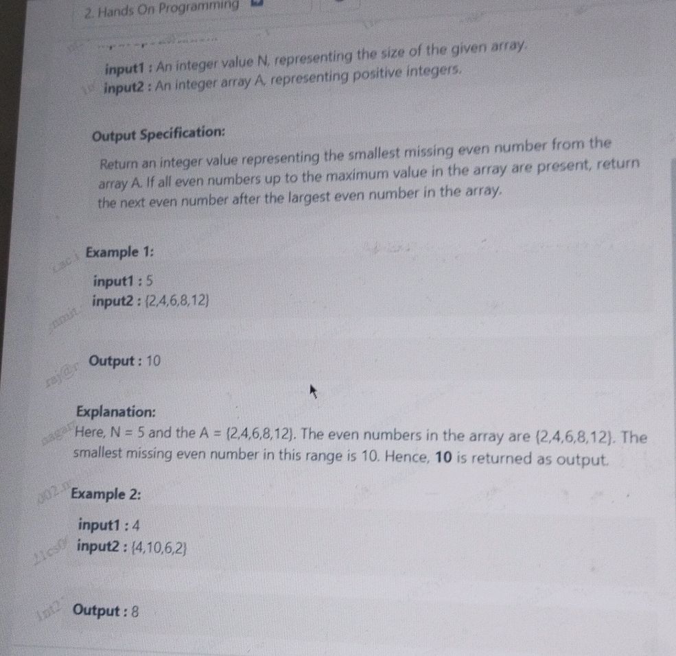 input1: An integer value N, representing the | StudyX