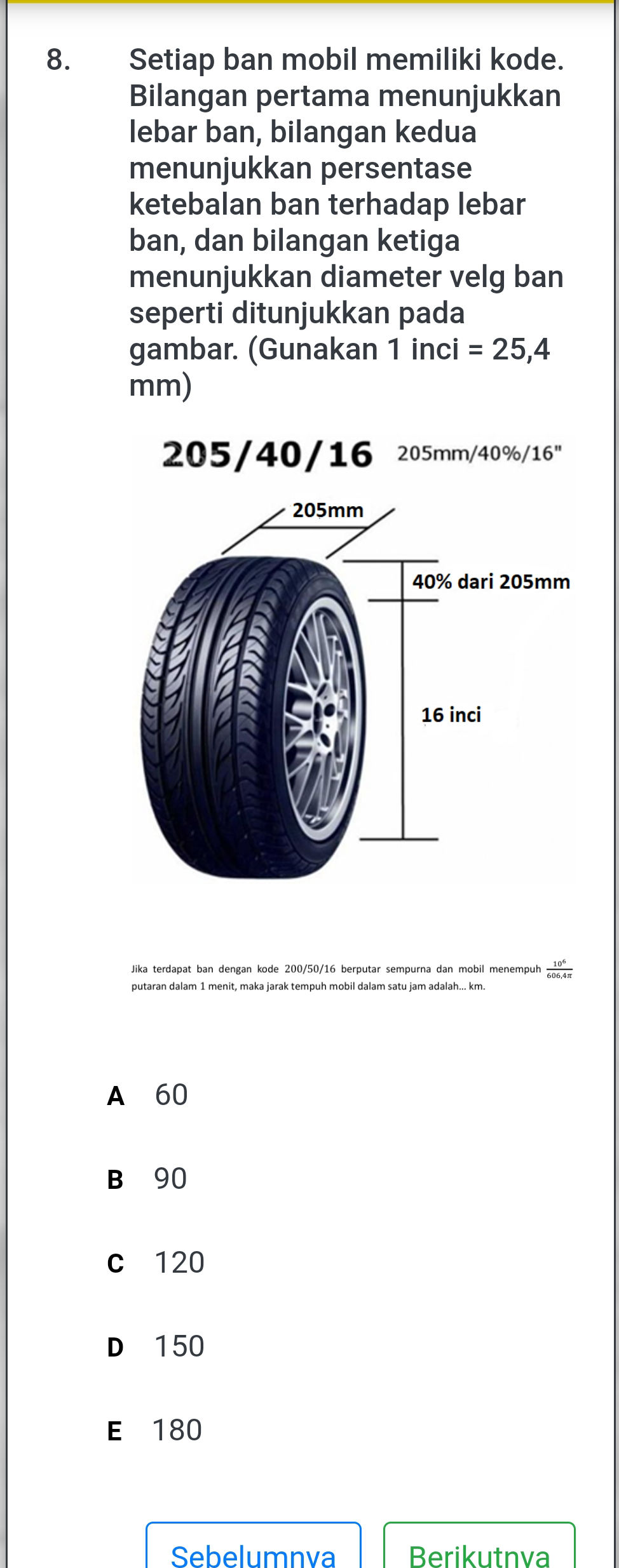 8. Setiap ban mobil memiliki kode. Bilangan | StudyX
