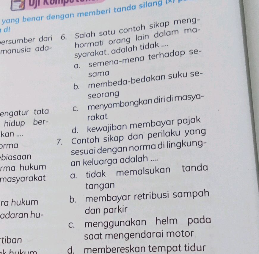 6. Salah satu contoh sikap menghormati orang | StudyX