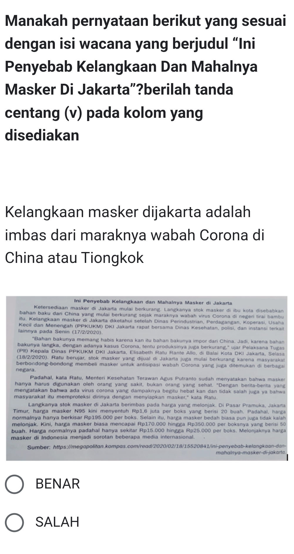 Manakah pernyataan berikut yang sesuai | StudyX