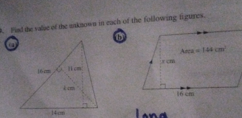 9. Find the value of the unknown in each of | StudyX
