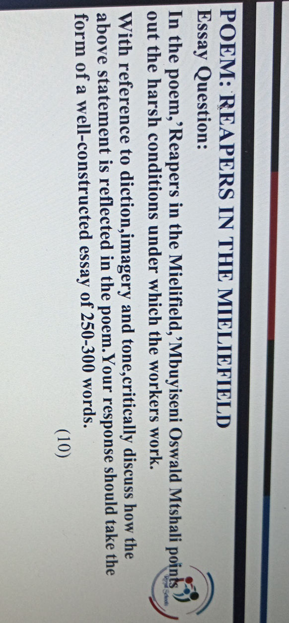 POEM: REAPERS IN THE MIELIEFIELD Essay | StudyX