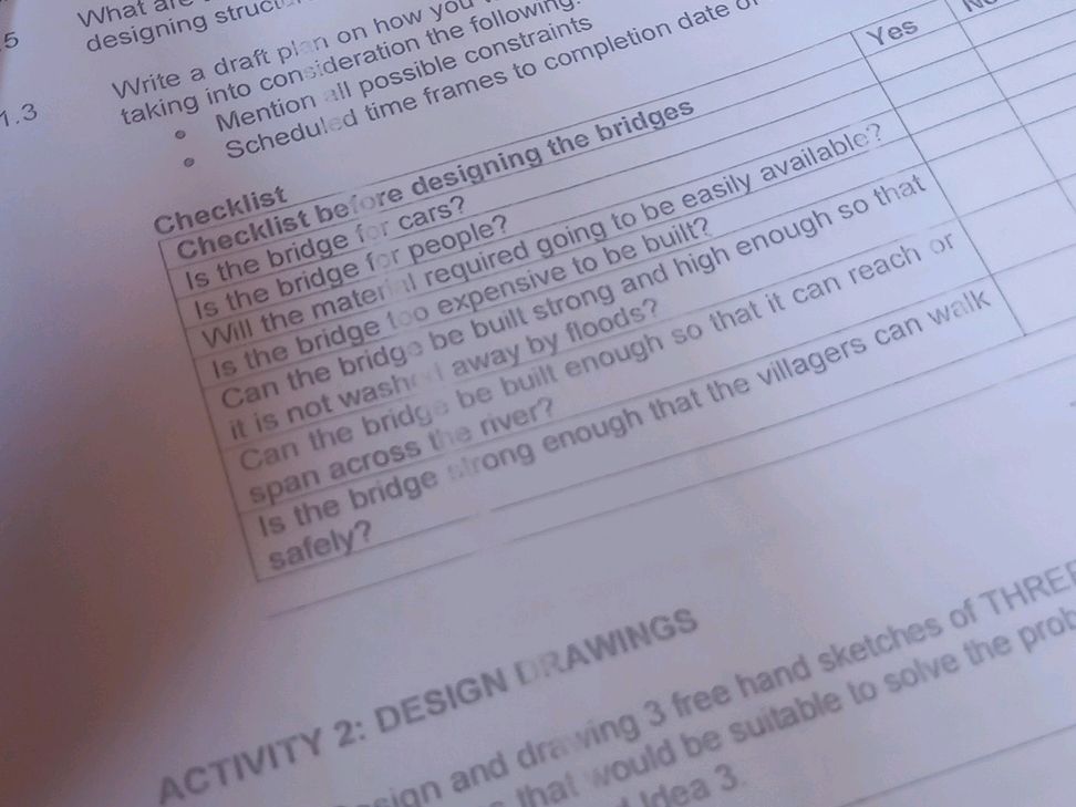 Checklist before designing the bridges Is | StudyX