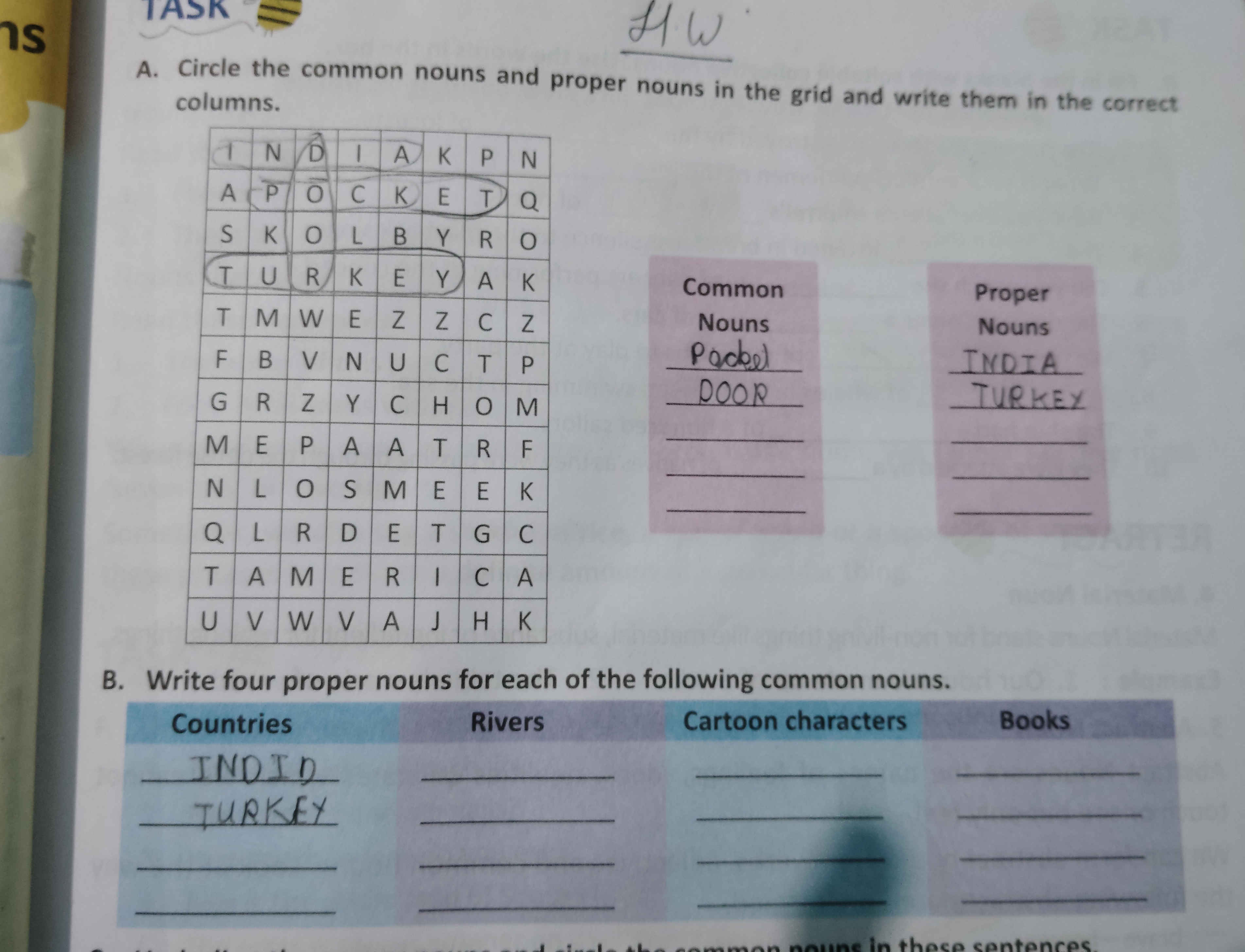 A. Circle the common nouns and proper nouns | StudyX