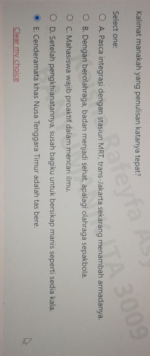 Kalimat manakah yang penulisan katanya | StudyX