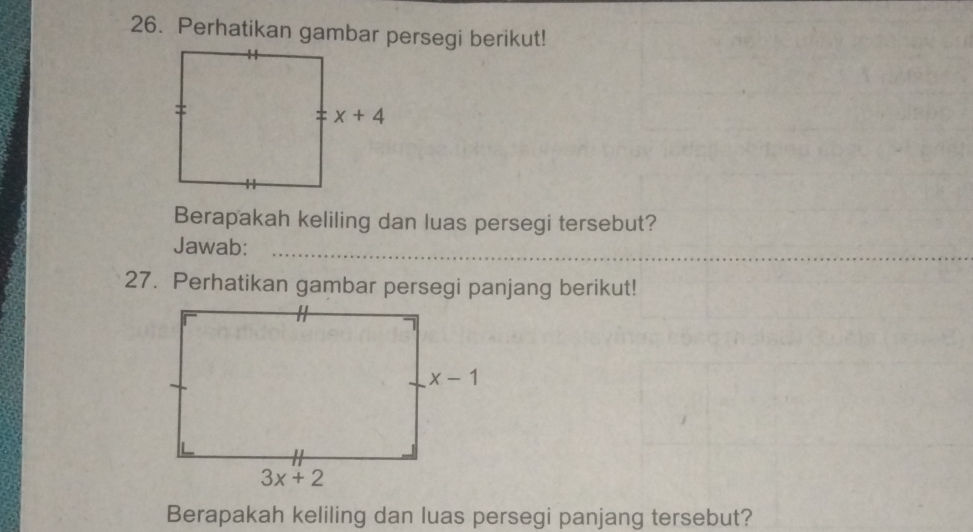 26. Perhatikan gambar persegi berikut! ``` | StudyX
