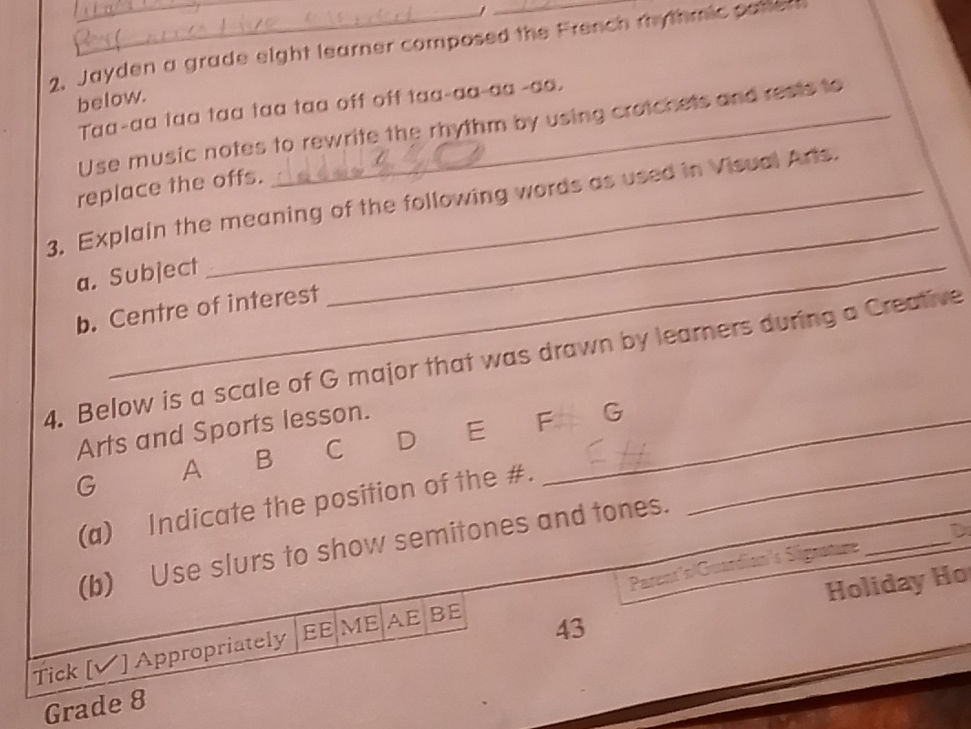 Jayden a grade eight learner composed the | StudyX