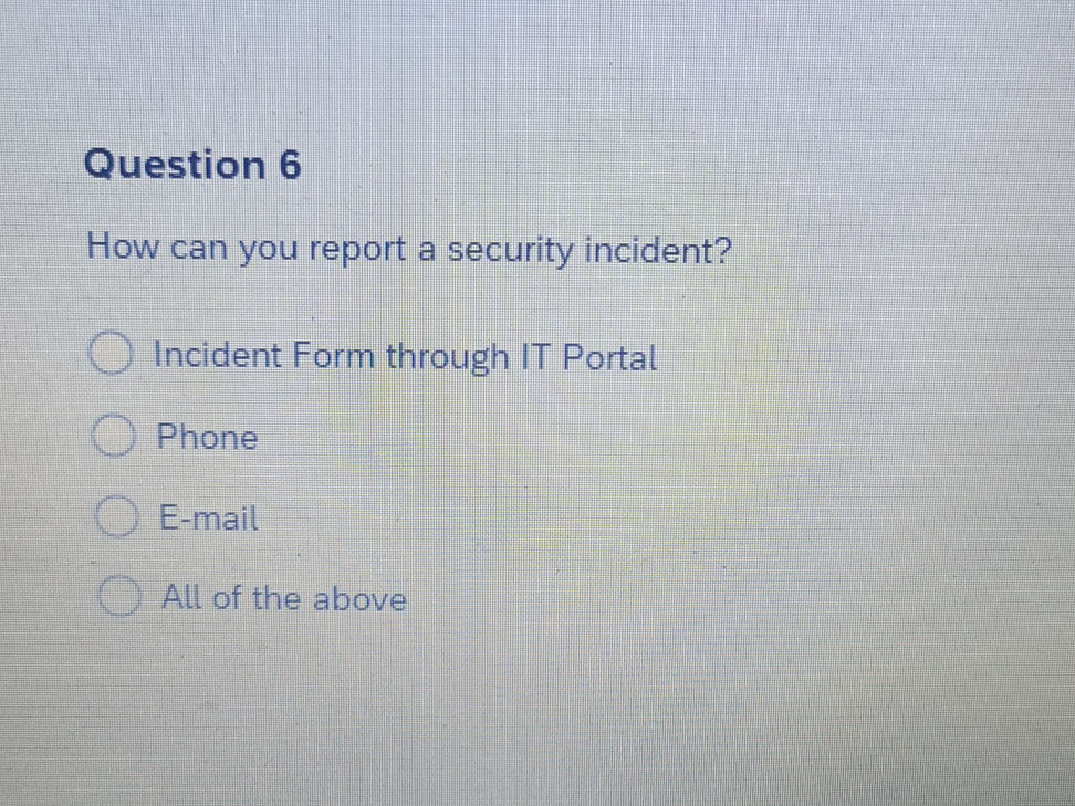 Question 6 How can you report a security | StudyX