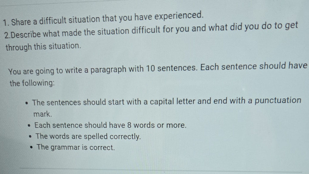 1. Share a difficult situation that you have | StudyX