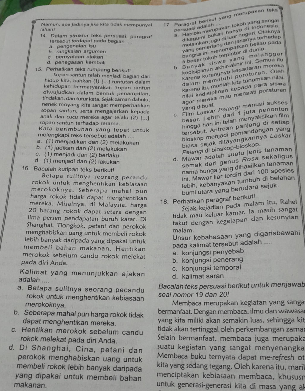 14. Dalam struktur teks persuasi, paragraf | StudyX