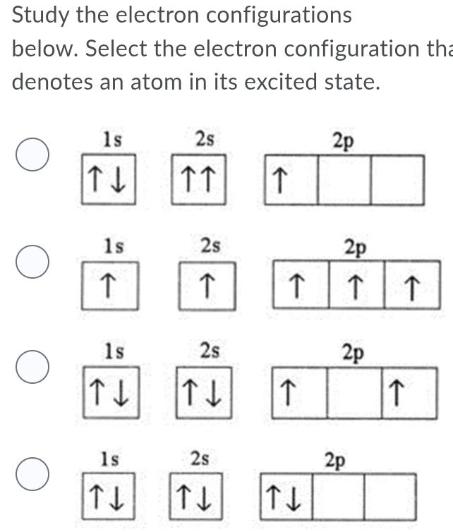 Study the electron configurations below. | StudyX