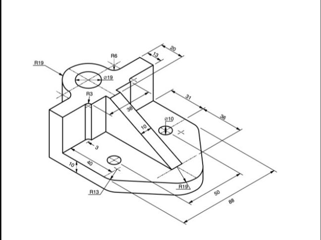 The image shows a 3D engineering drawing | StudyX