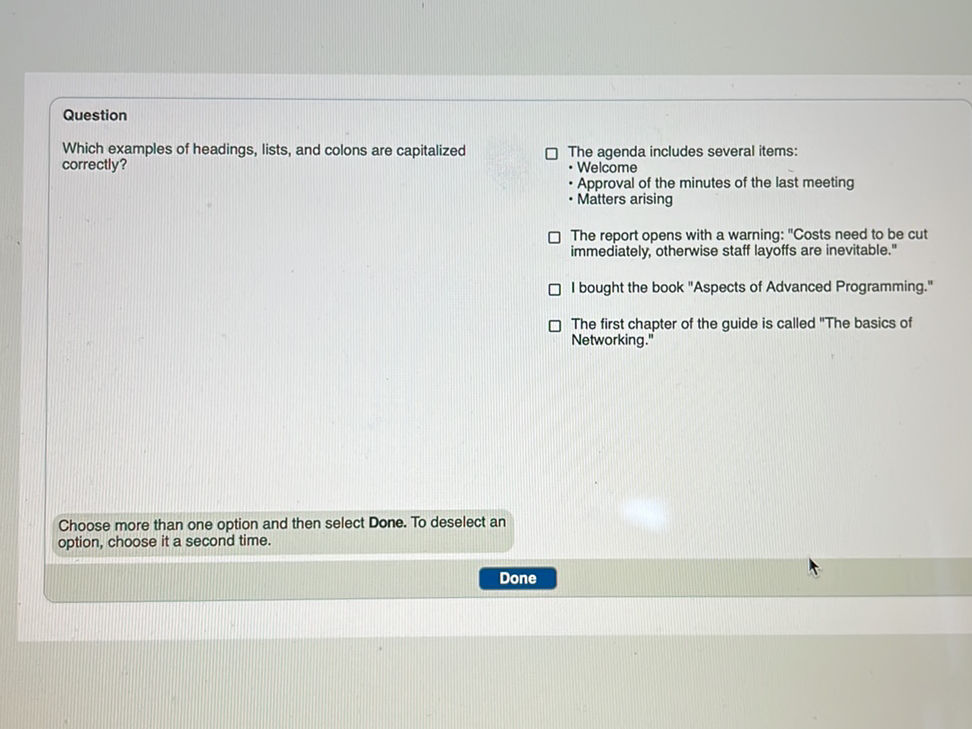 Which examples of headings, lists, and | StudyX