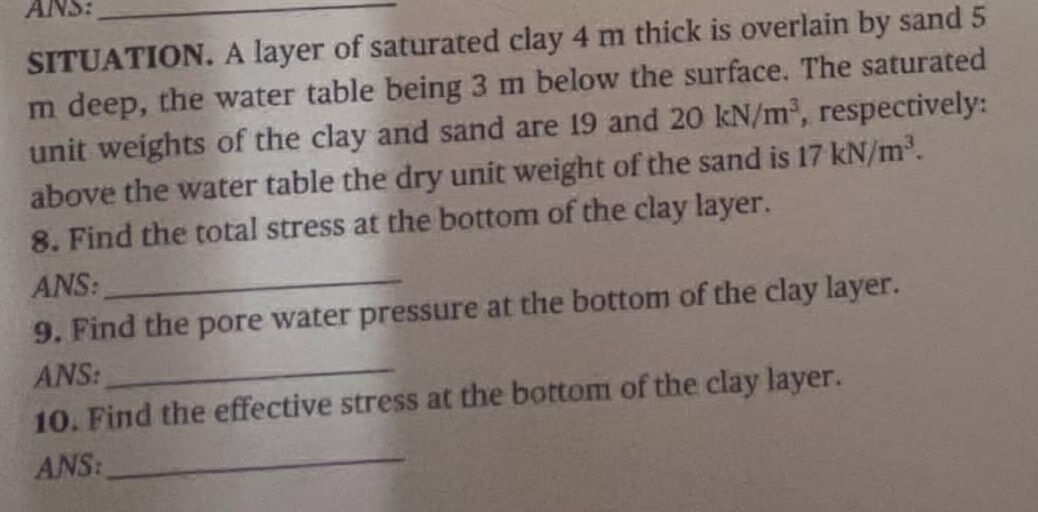SITUATION. A layer of saturated clay 4 m | StudyX