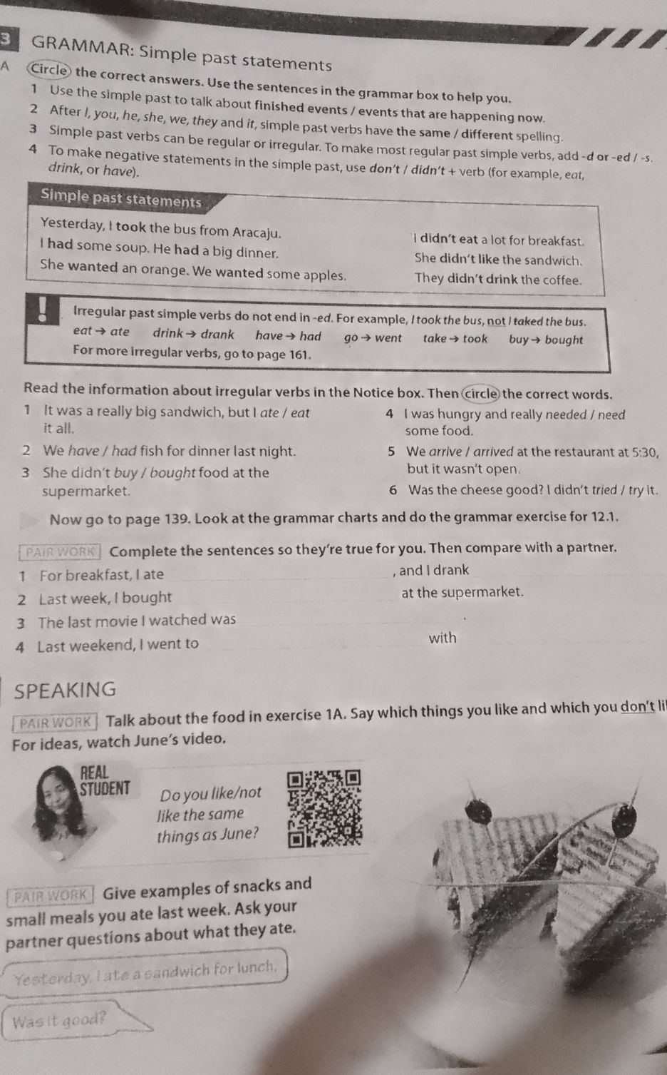 3 GRAMMAR: Simple past statements A Circle | StudyX