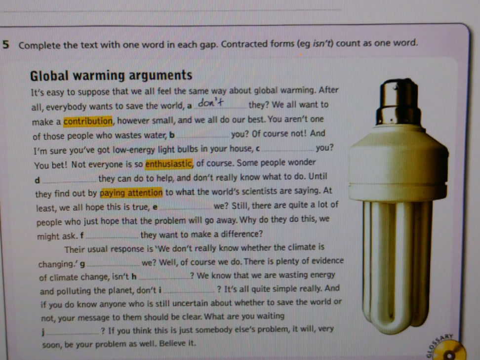 5 Complete the text with one word in each | StudyX