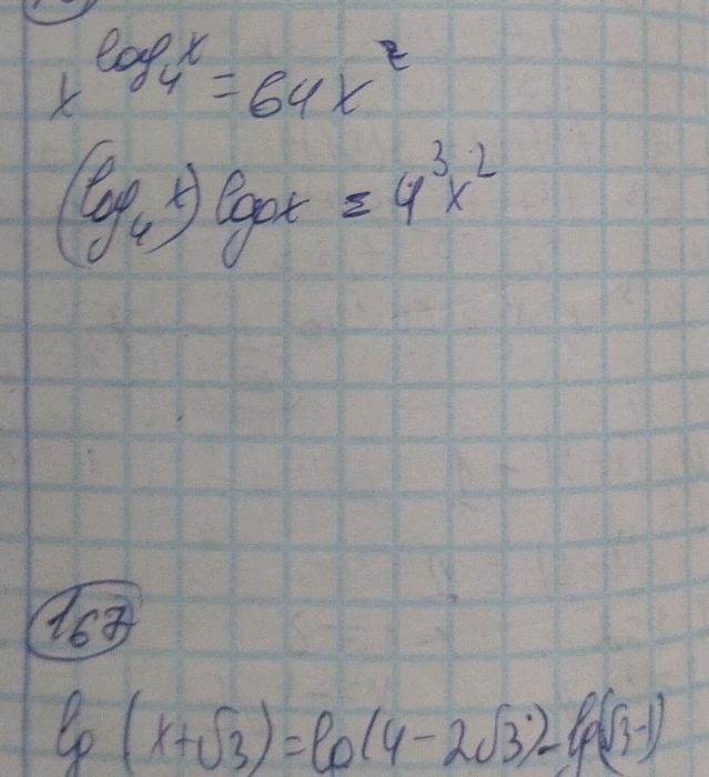 x^{_4 x} = 64x^2 (_4 x) x = 4^{3x^2} (x + | StudyX