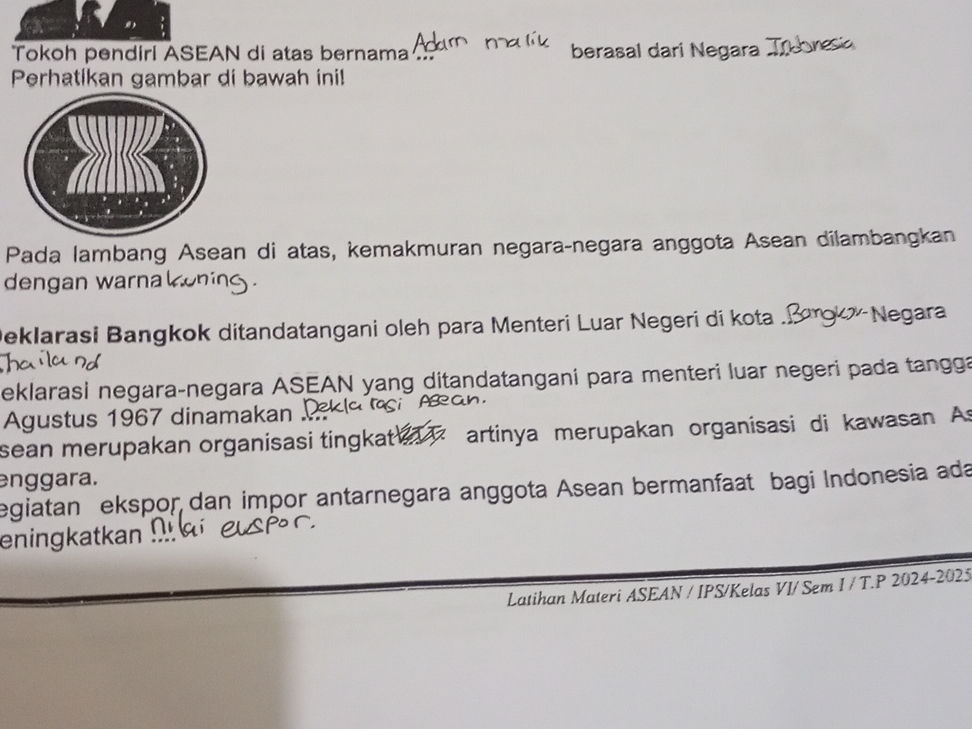 Tokoh pendiri ASEAN di atas bernama Adam | StudyX