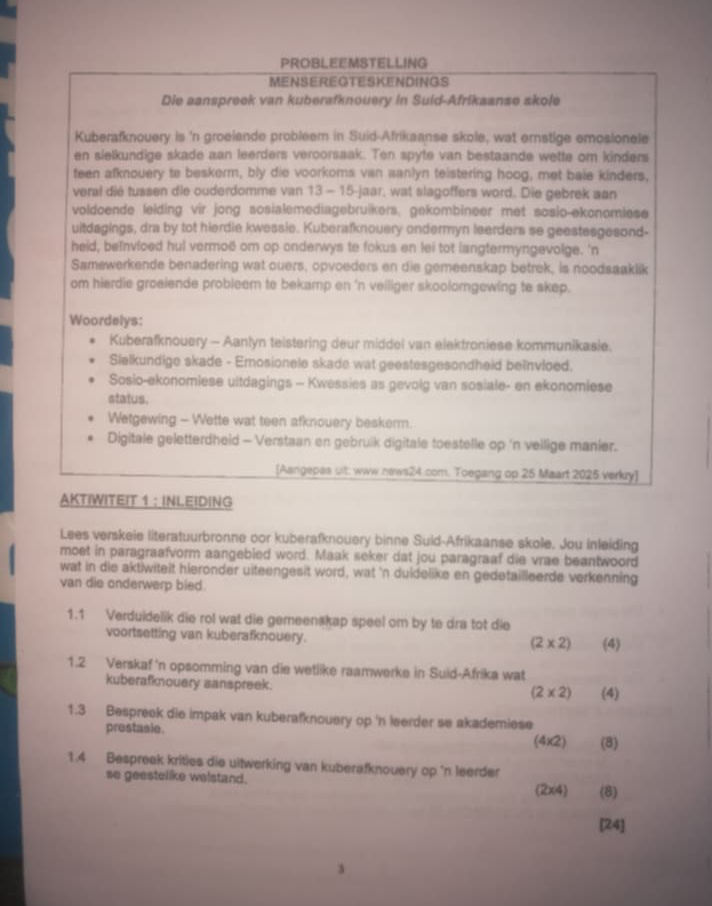 1.1 Verduidelik die rol wat die gemeenskap | StudyX