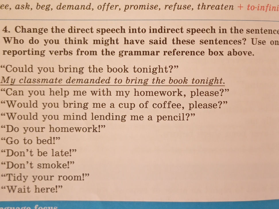 4. Change the direct speech into indirect | StudyX