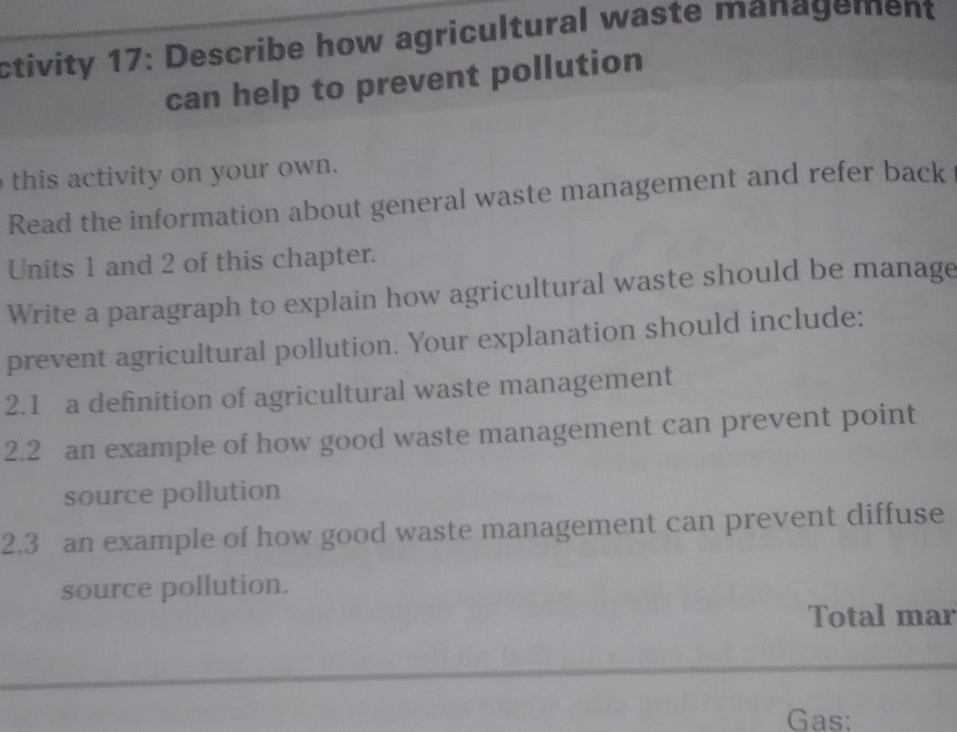 Activity 17: Describe how agricultural waste | StudyX