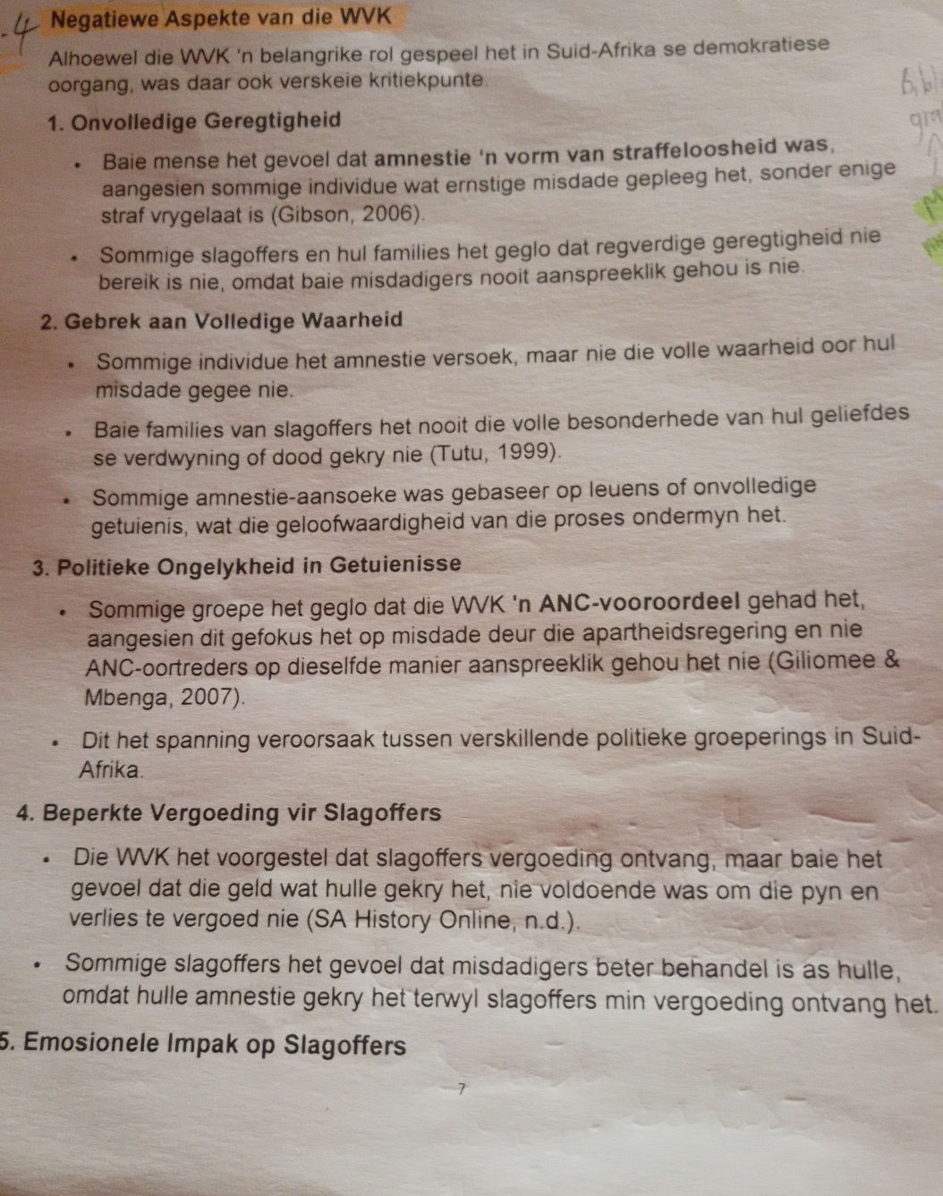 4. Negatiewe Aspekte van die WVK Alhoewel | StudyX