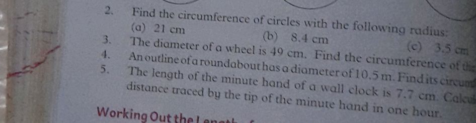 2. Find the circumference of circles with | StudyX