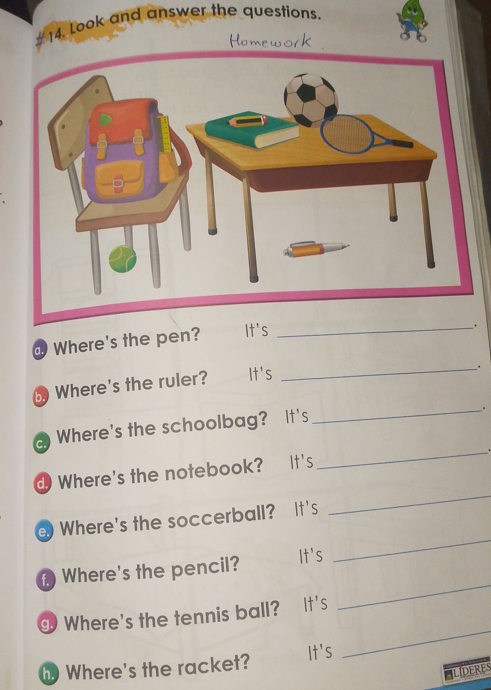 #14. Look and answer the questions. Homework | StudyX