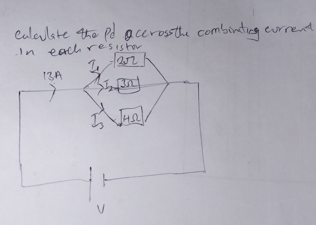 Calculate the pd across the combining | StudyX