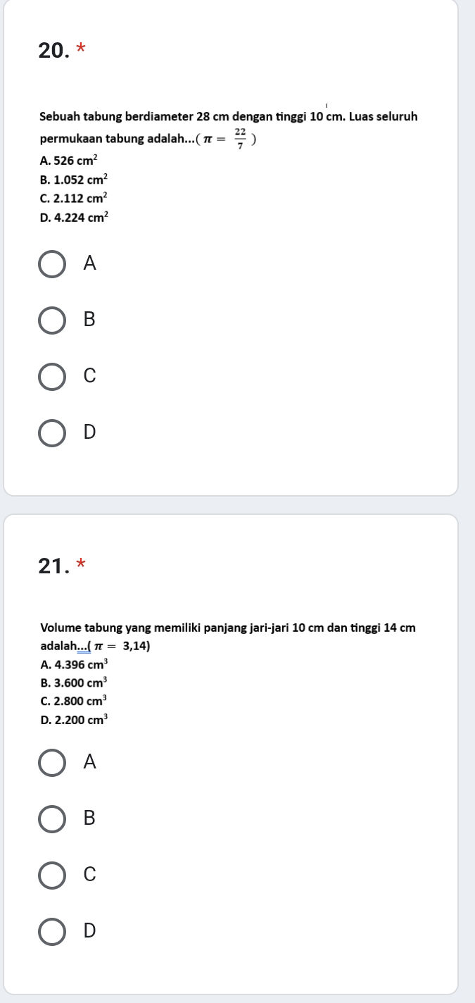 20. Sebuah tabung berdiameter 28 cm dengan | StudyX