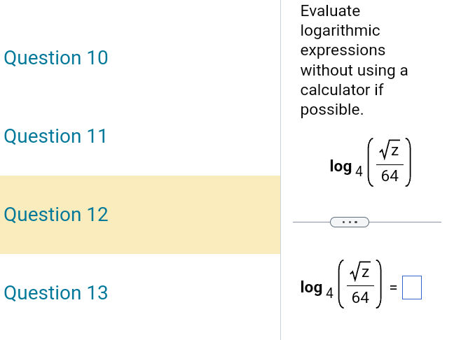 Evaluate logarithmic expressions without | StudyX