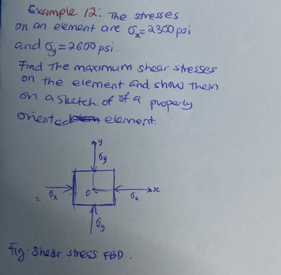 Example 12: The stresses on an element are $ | StudyX