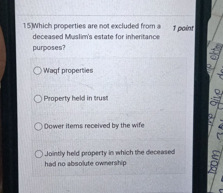 15)Which properties are not excluded from a | StudyX