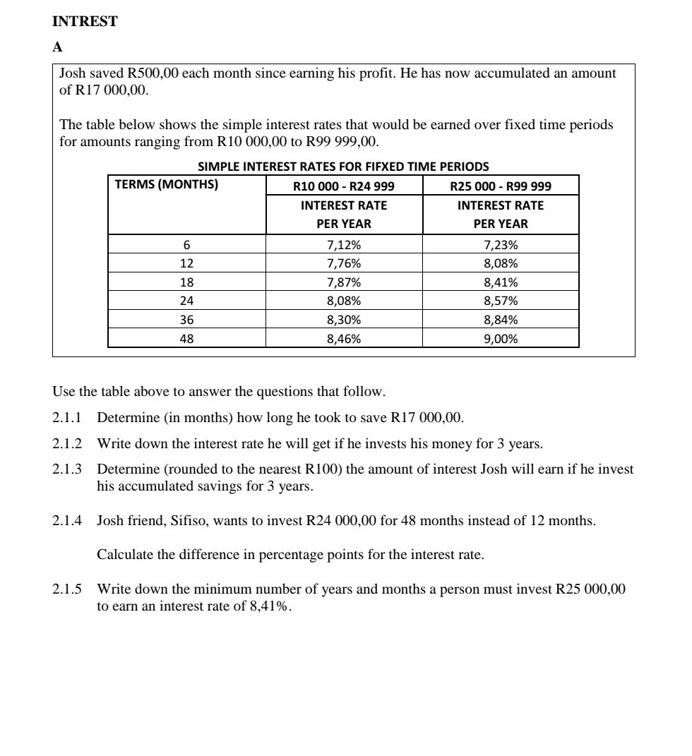 SIMPLE INTEREST RATES FOR FIFXED TIME | StudyX