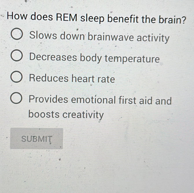 How does REM sleep benefit the brain? Slows | StudyX