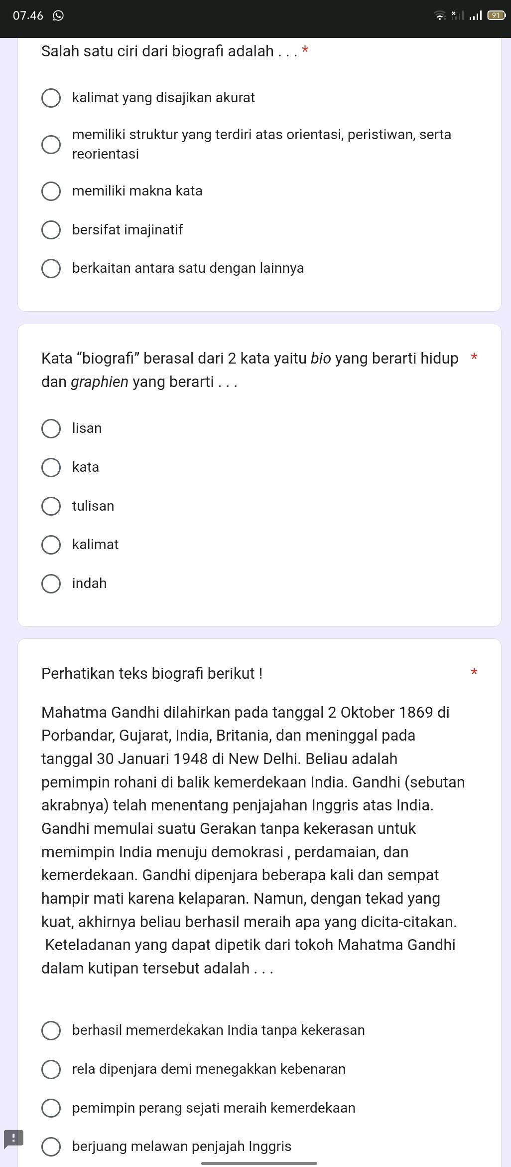 Salah satu ciri dari biografi adalah ... | StudyX