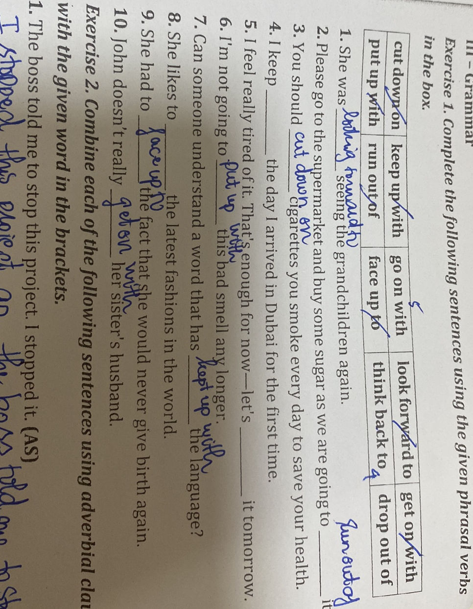 Exercise 1. Complete the following sentences | StudyX