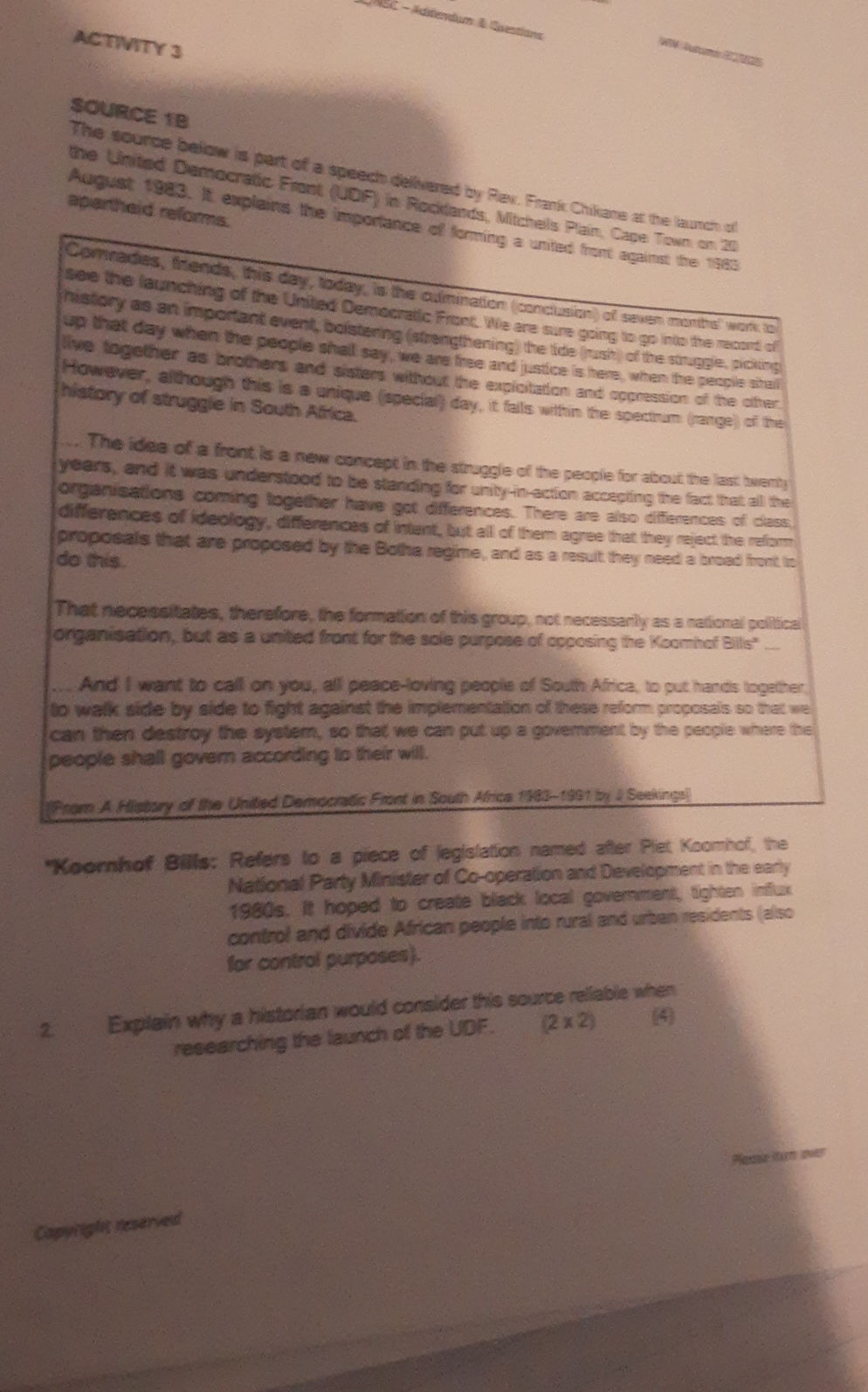 2. Explain why a historian would consider | StudyX